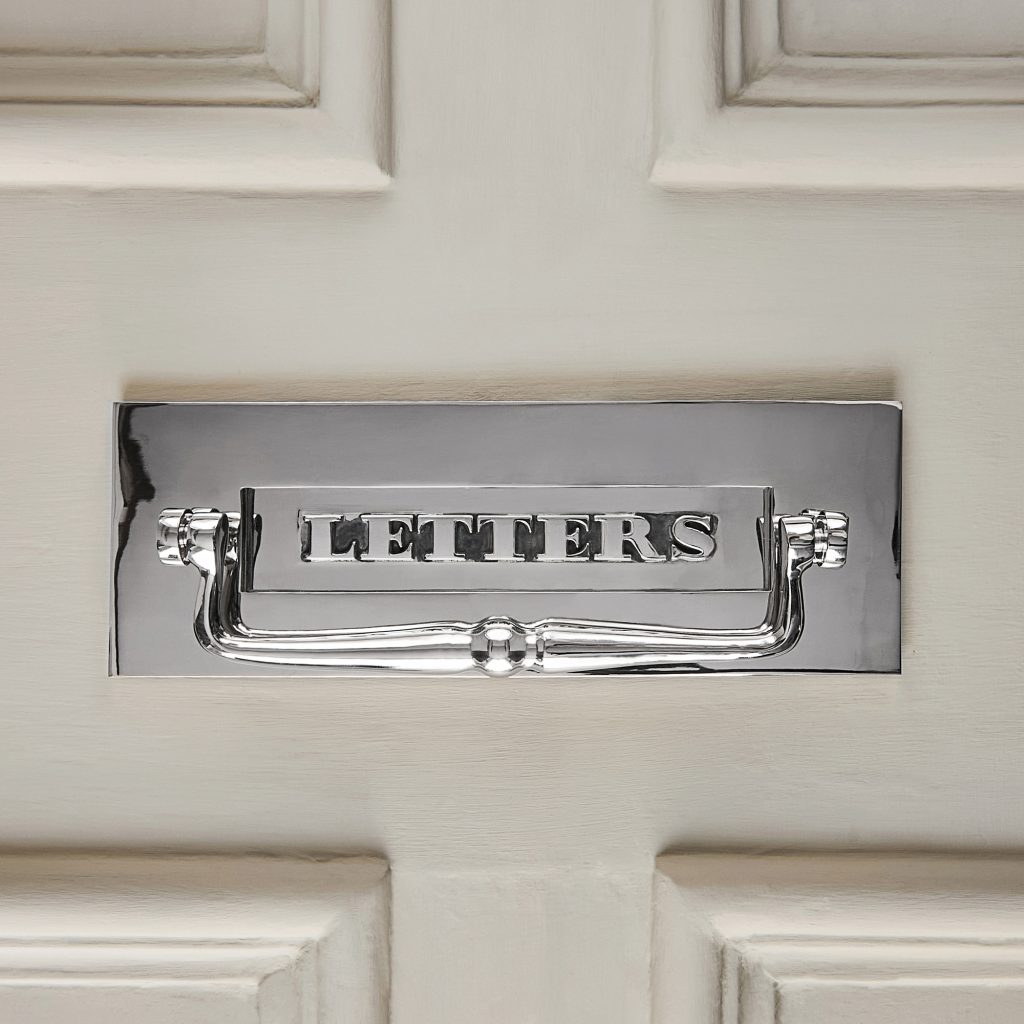 Classic Nickel Letterplate With Clapper - Grace and Glory