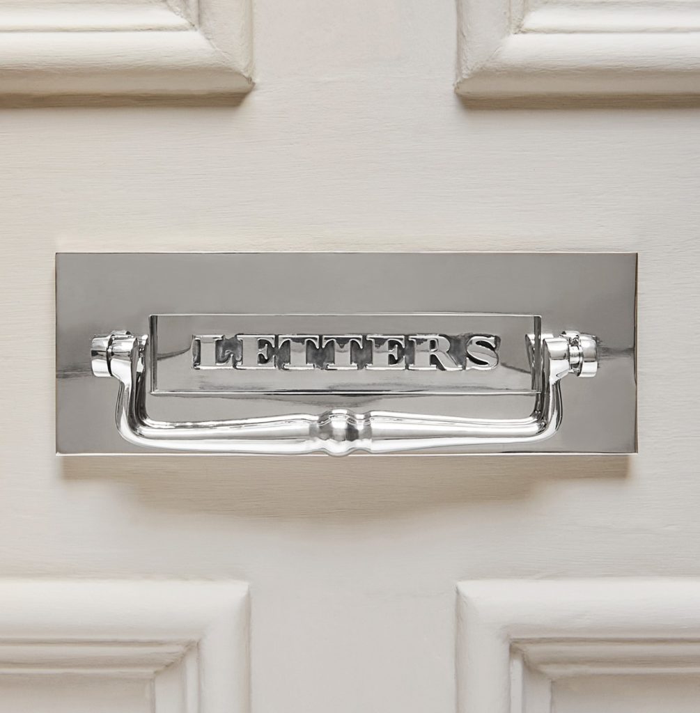 Classic Nickel Letterplate With Clapper - Grace and Glory