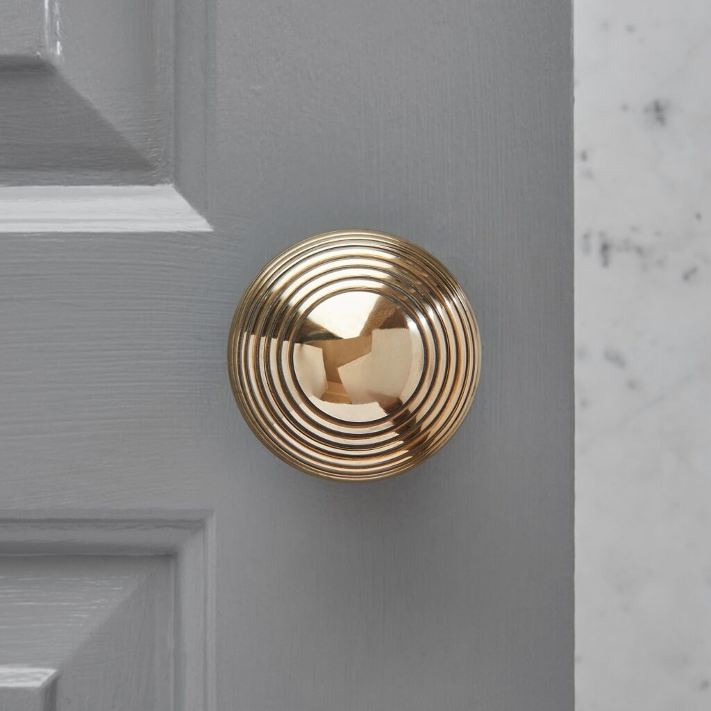 Large Beehive Aged Brass Door Knobs