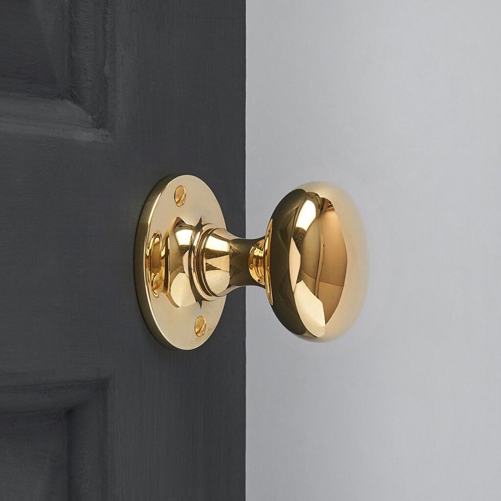 Raised Oval Door Knobs - Polished Brass