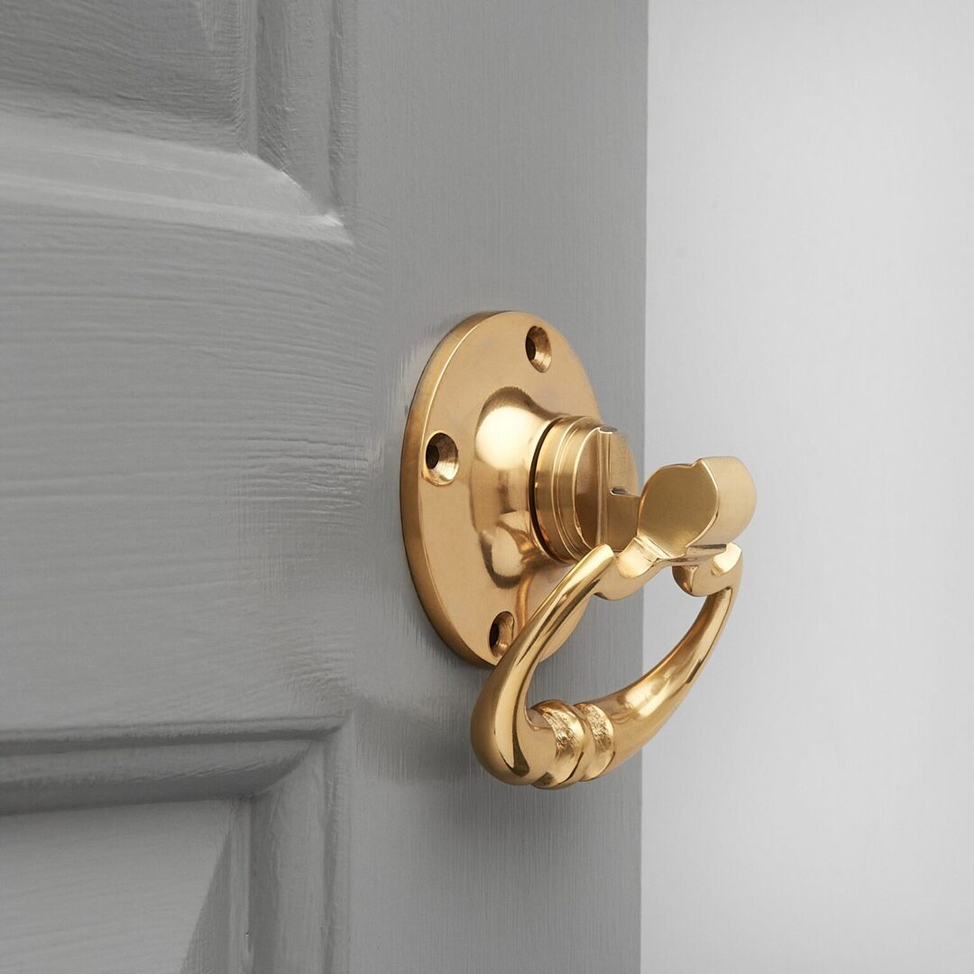 Dutch Drop Ring Door Handles - Brass