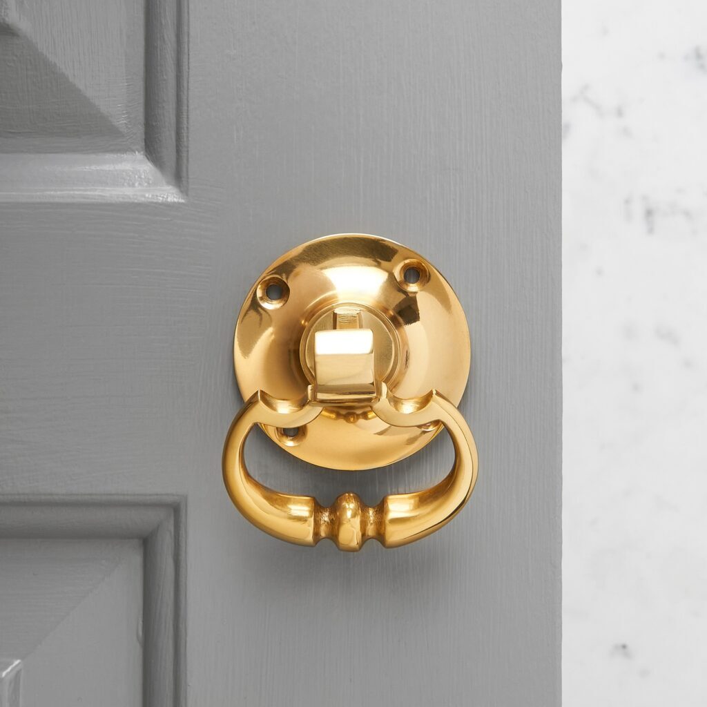 Dutch Drop Ring Door Handles - Brass