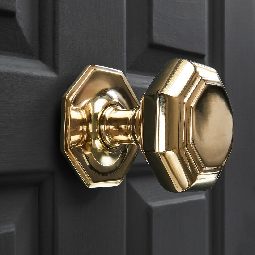 Octagonal Door Pull (Large) - Brass