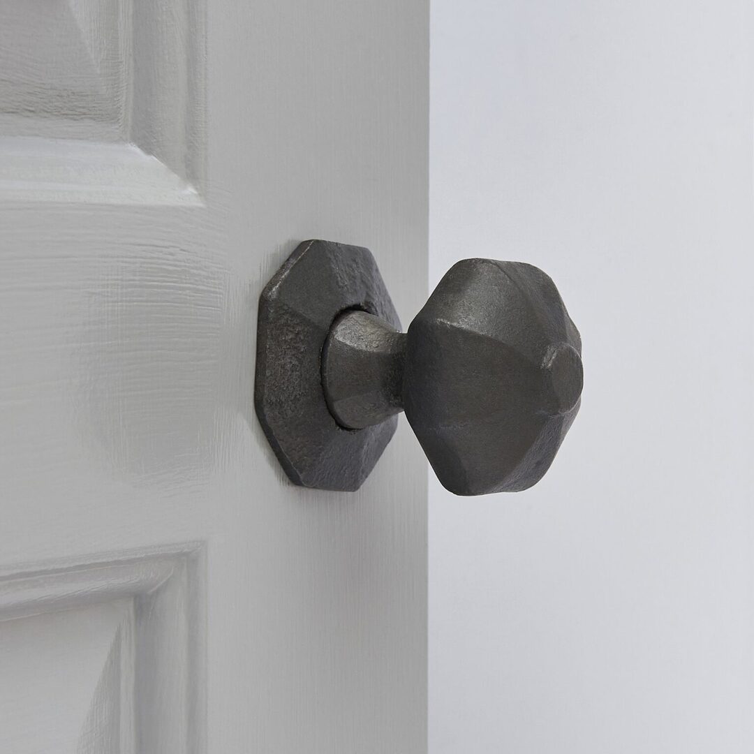 Oval Forged Door Knobs (Pair) - Black Waxed (Internal/External)