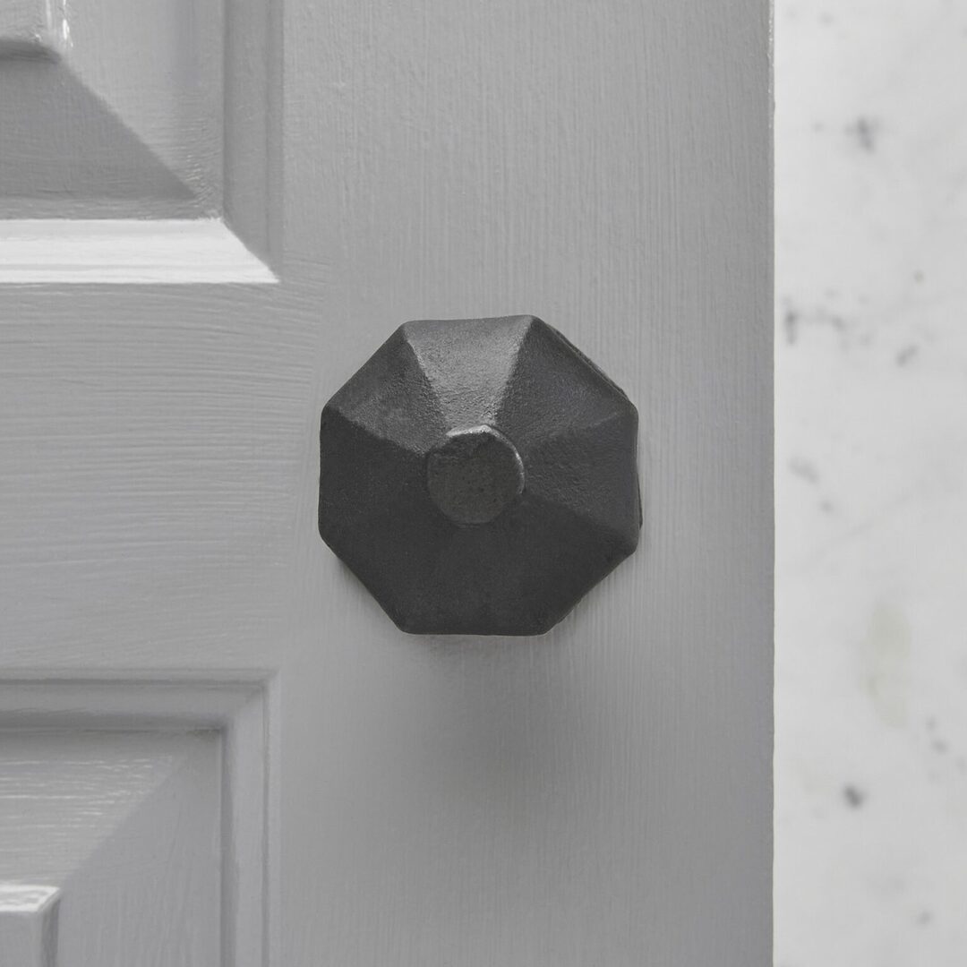 Forged Octagonal Door Knobs (Pair) - Black Waxed (Internal/External)