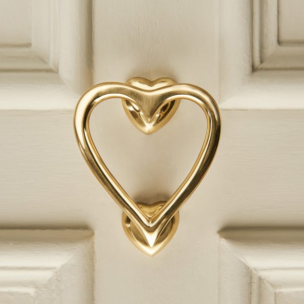 Front Door Furniture Knocker Solid Brass Heart Door Knocker With Strike ...