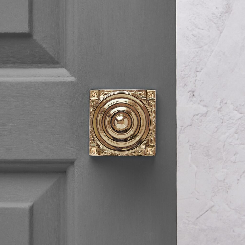 Georgian Square Rose Brass Door Knobs