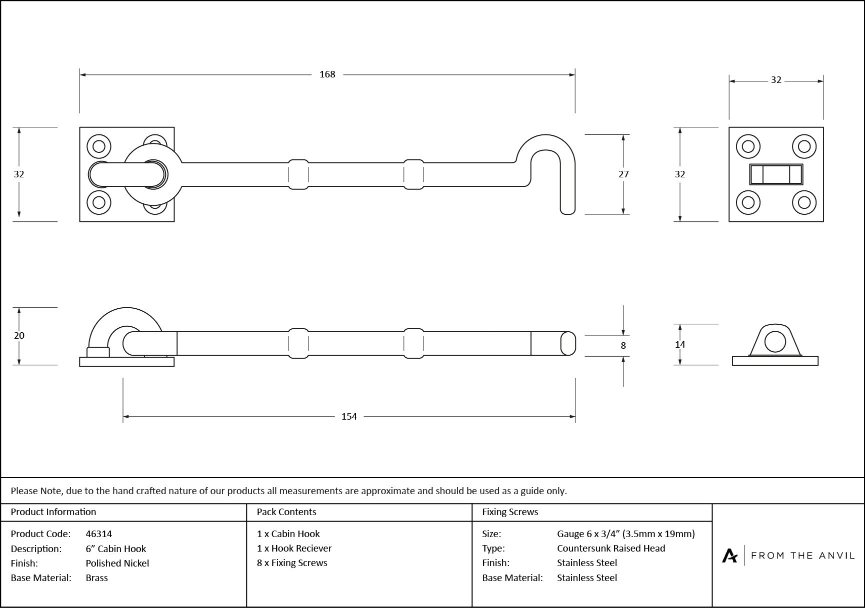 Polished Nickel 6" Traditional Cabin Hook - Grace & Glory